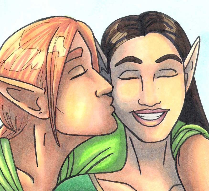 how to draw a kiss scene